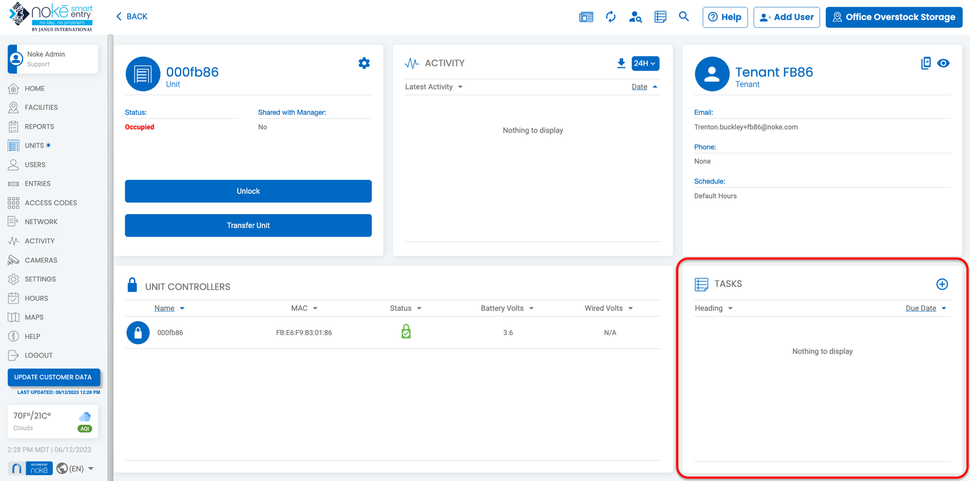 Reviewing the Unit Tasks Widget